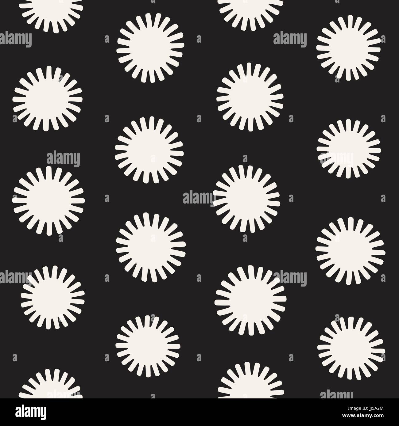 Vector seamless sunburst shapes freehand pattern. Abstract background ...