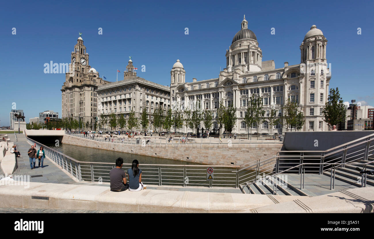 Pier Head Liverpool showing (L to R) Mersey Ferries terminal, Royal ...