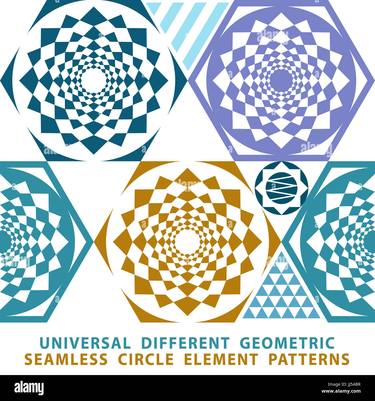 Seamless Geometric Patterns Set. Vector illustration. art Stock Photo ...