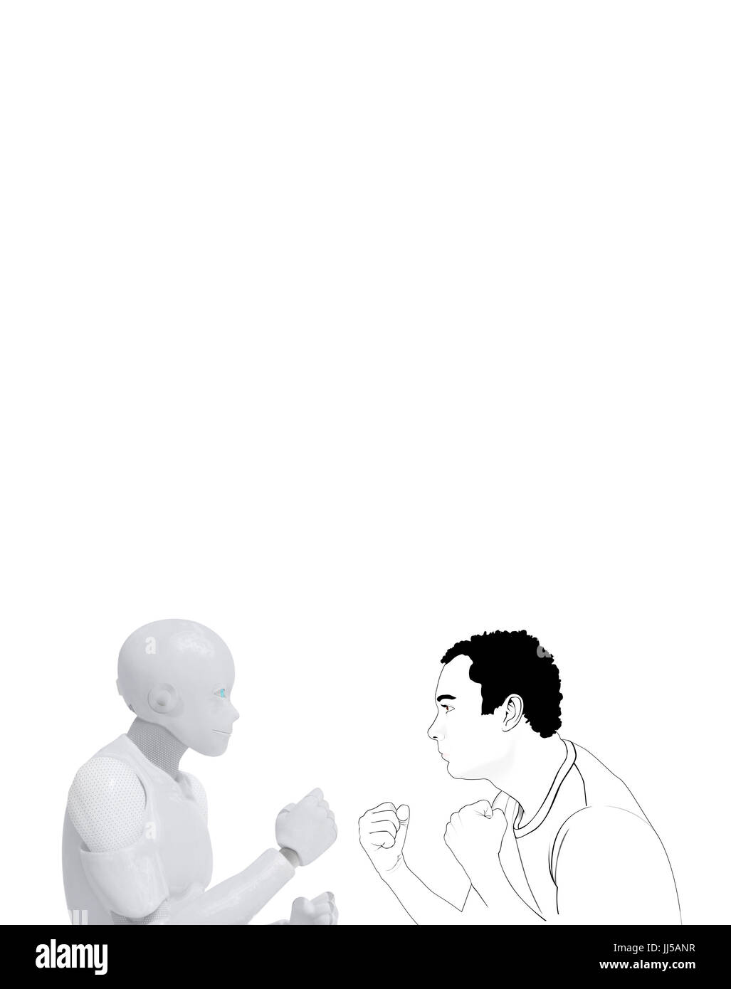 Robot human competition Cut Out Stock Images & Pictures - Alamy