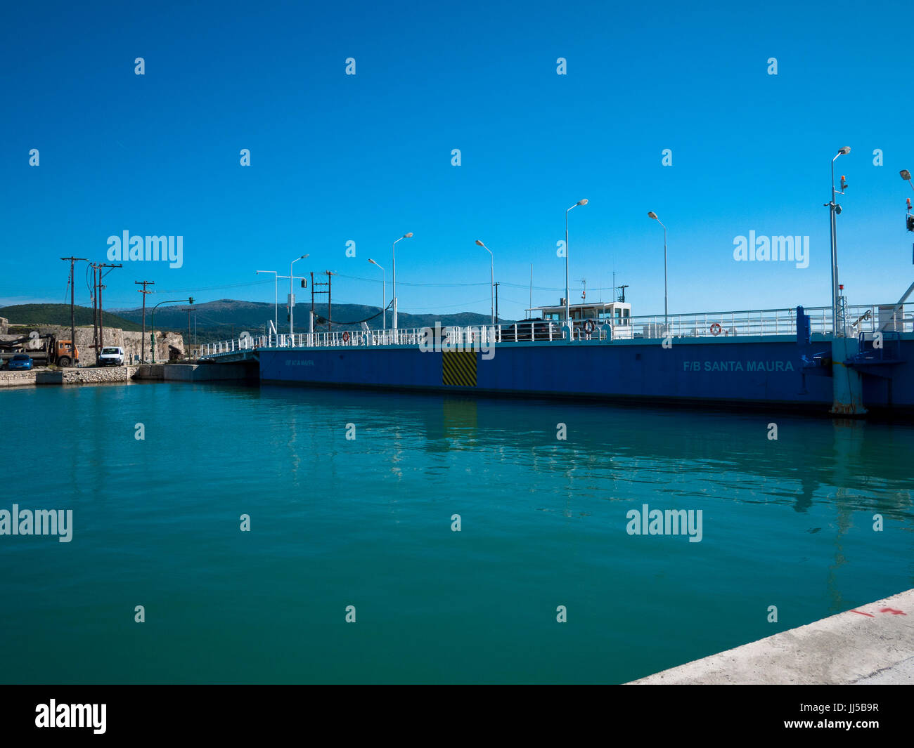 floating swing bridge over the Lefkas Canal, Lefkas, Greece Stock Photo ...