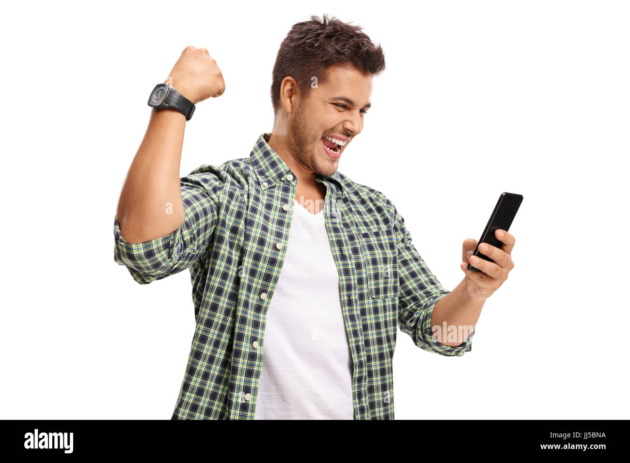 Man looking phone hi-res stock photography and images - Alamy