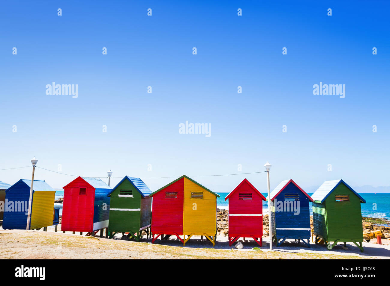 beautiful colorful houses on the beach with copyspace Stock Photo - Alamy