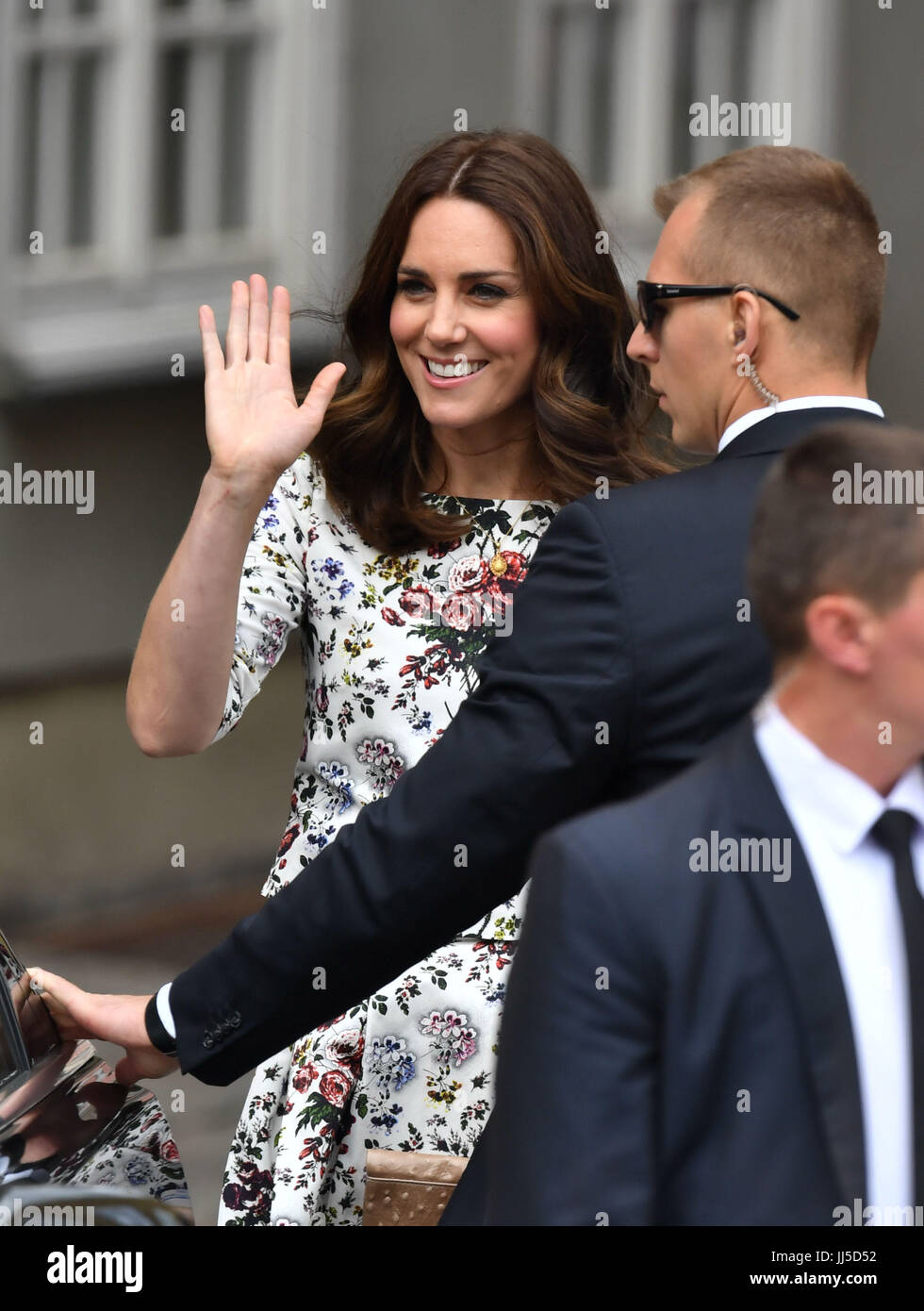 The Duchess of Cambridge arrives at the Dlugi Targ market in Gdansk on ...