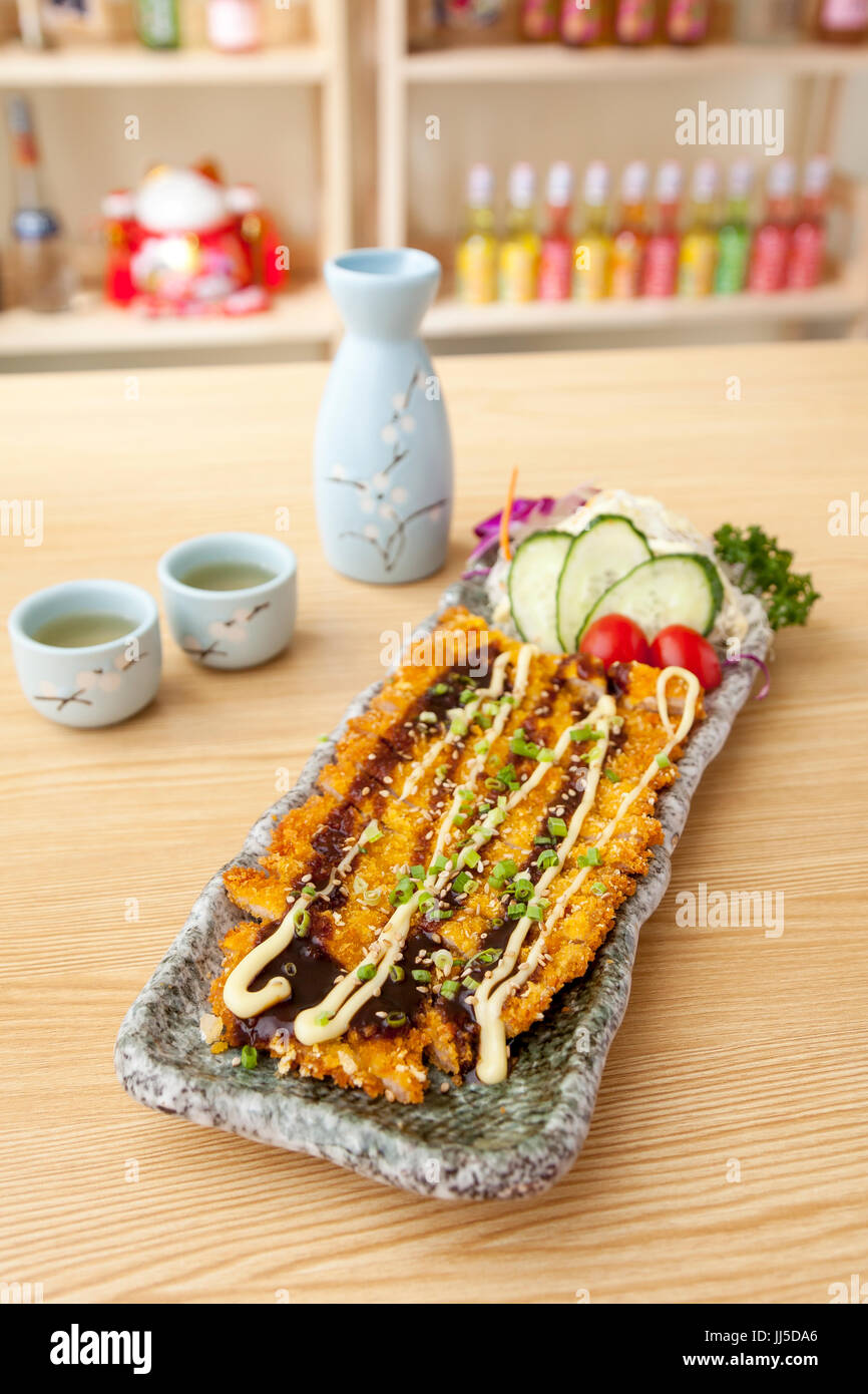 The View of Delicious Japanese Food Fried Pork Chop on the Table Stock ...