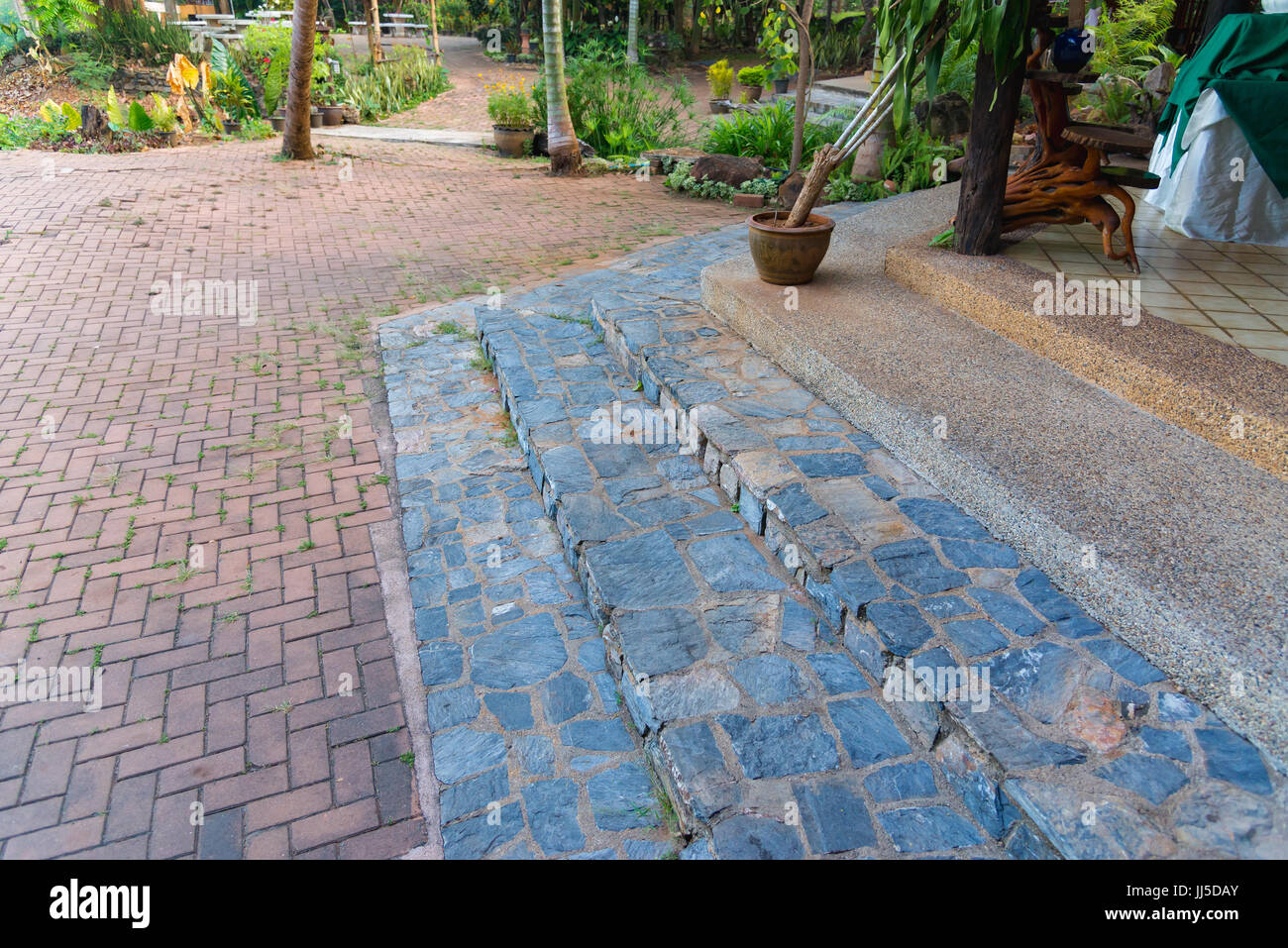 Ancient red brick footpath background walk way Stock Photo - Alamy