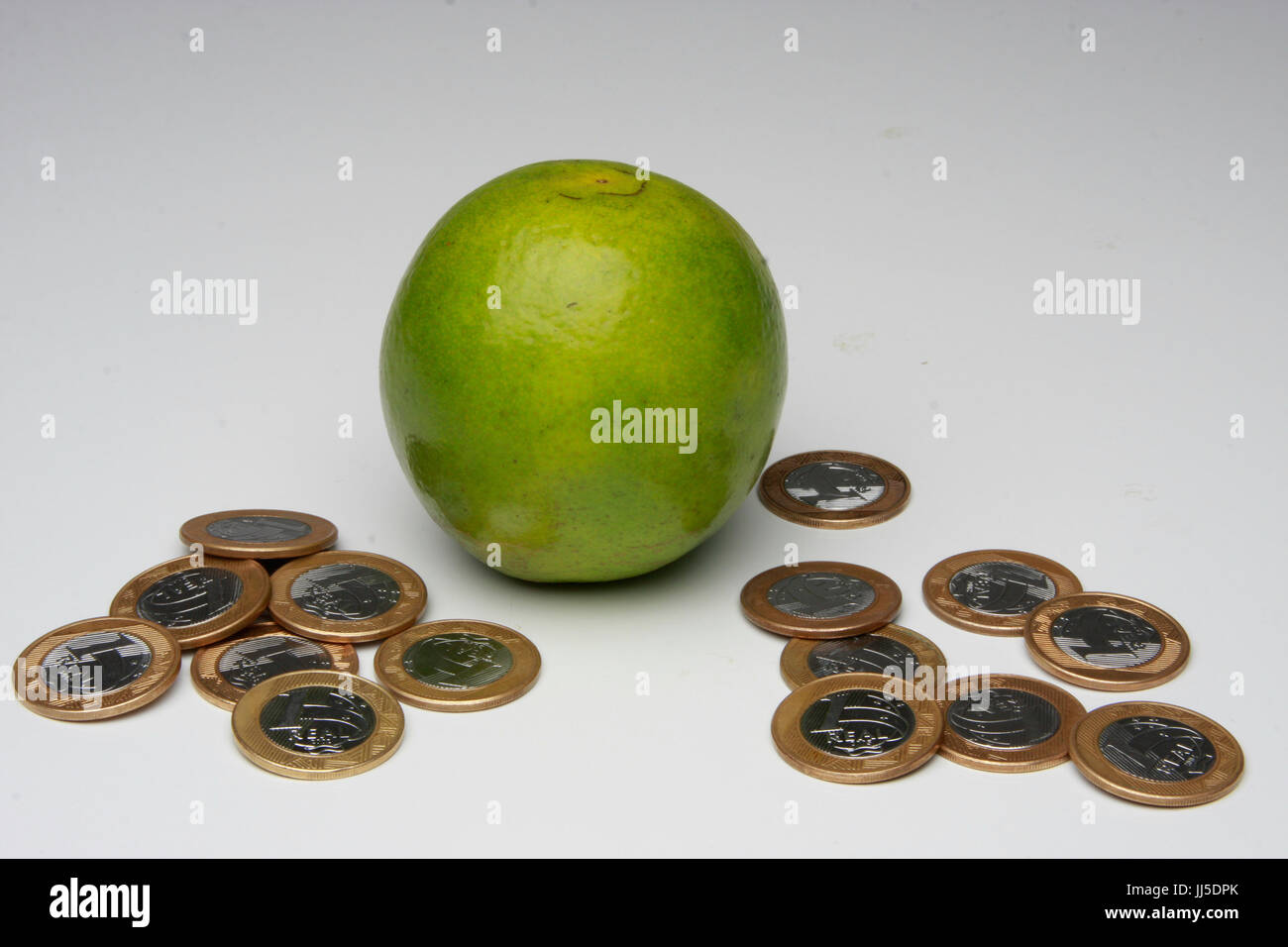 Orange, coins, objects, fruit, Brazil Stock Photo - Alamy