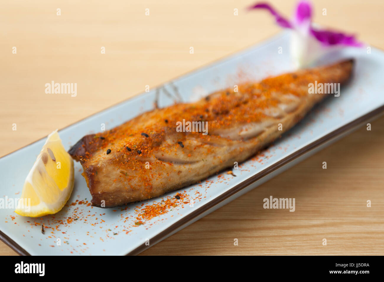 The View of Delicious Japanese Food Roast Fish on the Table Stock Photo ...