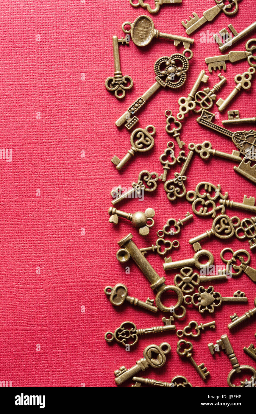 steampunk old vintage metal keys background Stock Photo - Alamy