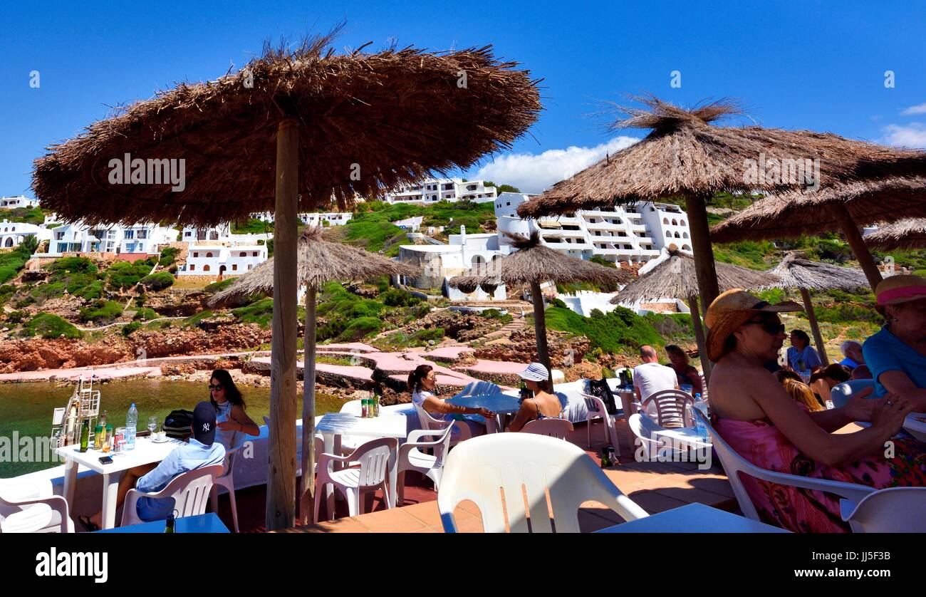 outdoor cafe restaurant cala morell menorca minorca Stock Photo - Alamy
