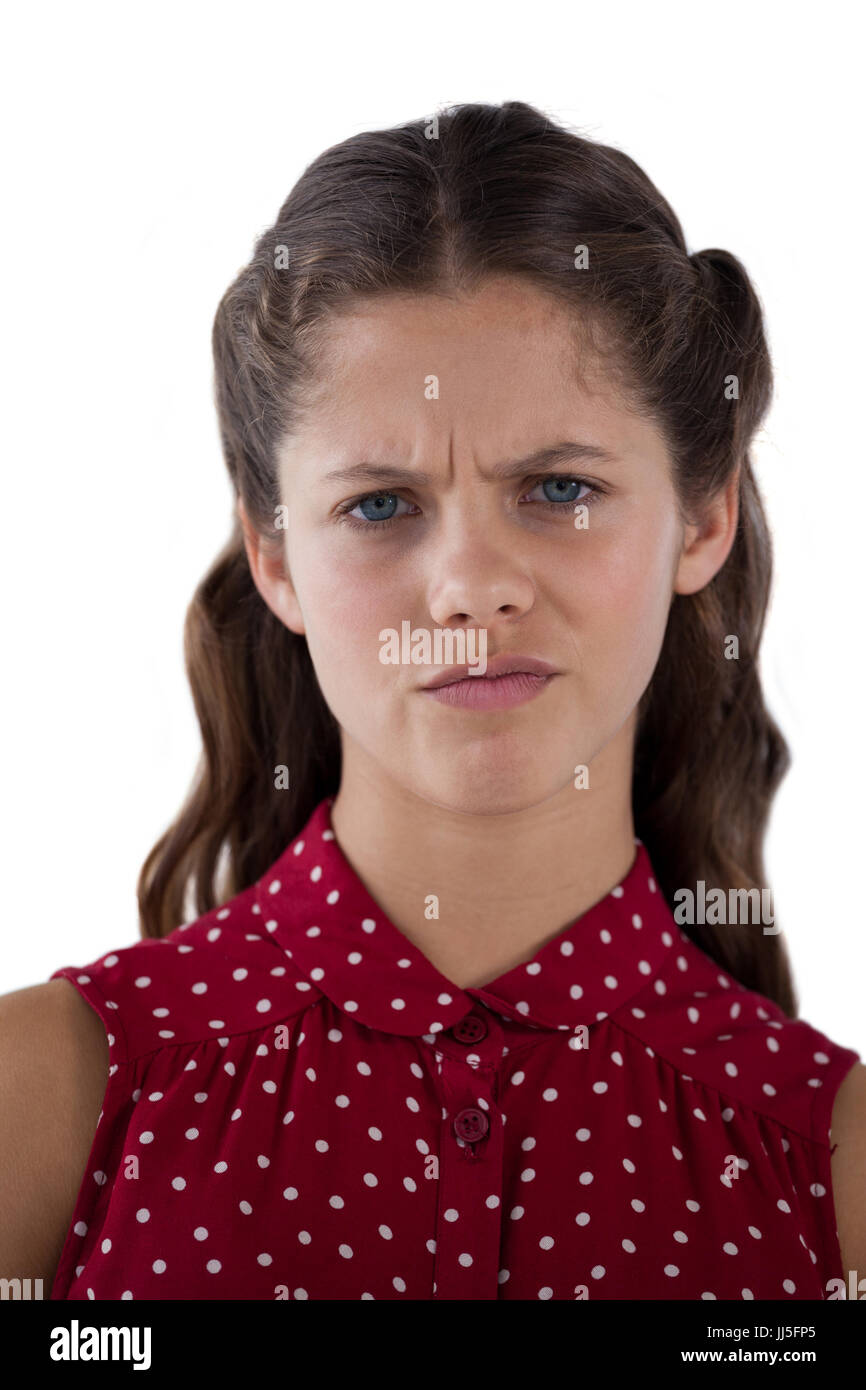 Teenage girl confused pointing hi-res stock photography and images - Alamy