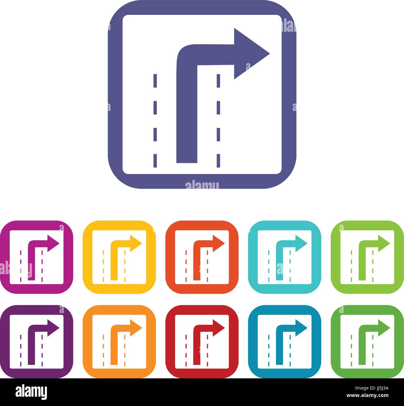 Turn right traffic sign icons set Stock Vector Image & Art - Alamy