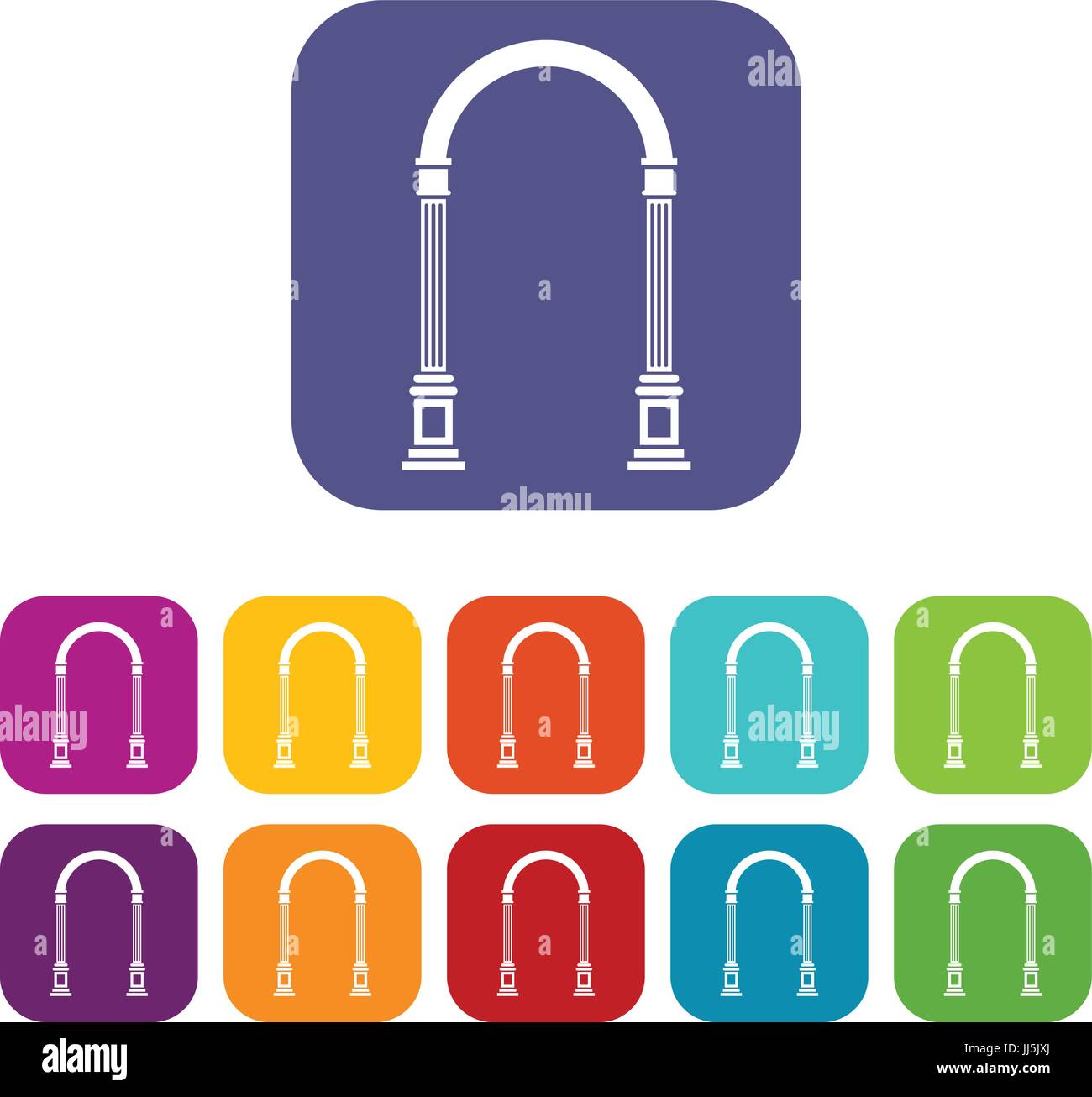 Arch icons set vector illustration in flat style In colors red, blue ...