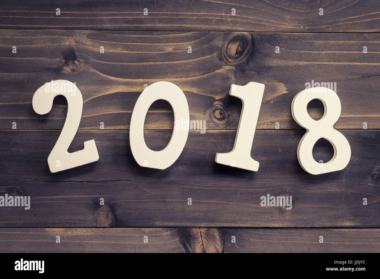 New Year concept for 2018 : Wood numbers 2018 on wood table background ...