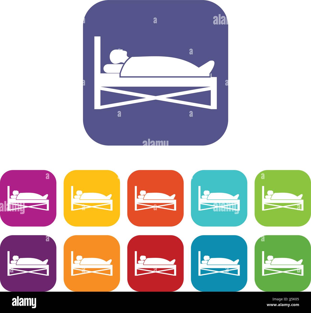 Patient in bed in hospital icons set Stock Vector Image & Art - Alamy
