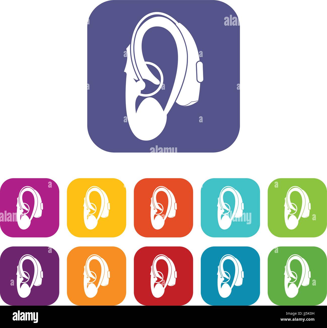 Hearing aid icons set vector illustration in flat style In colors red ...