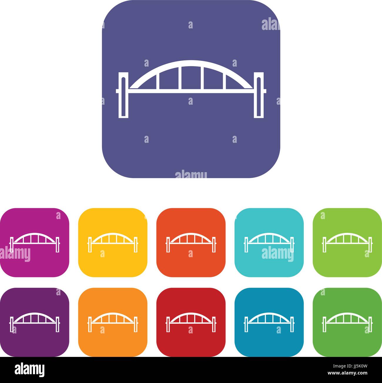 Bridge icons set vector illustration in flat style In colors red, blue ...