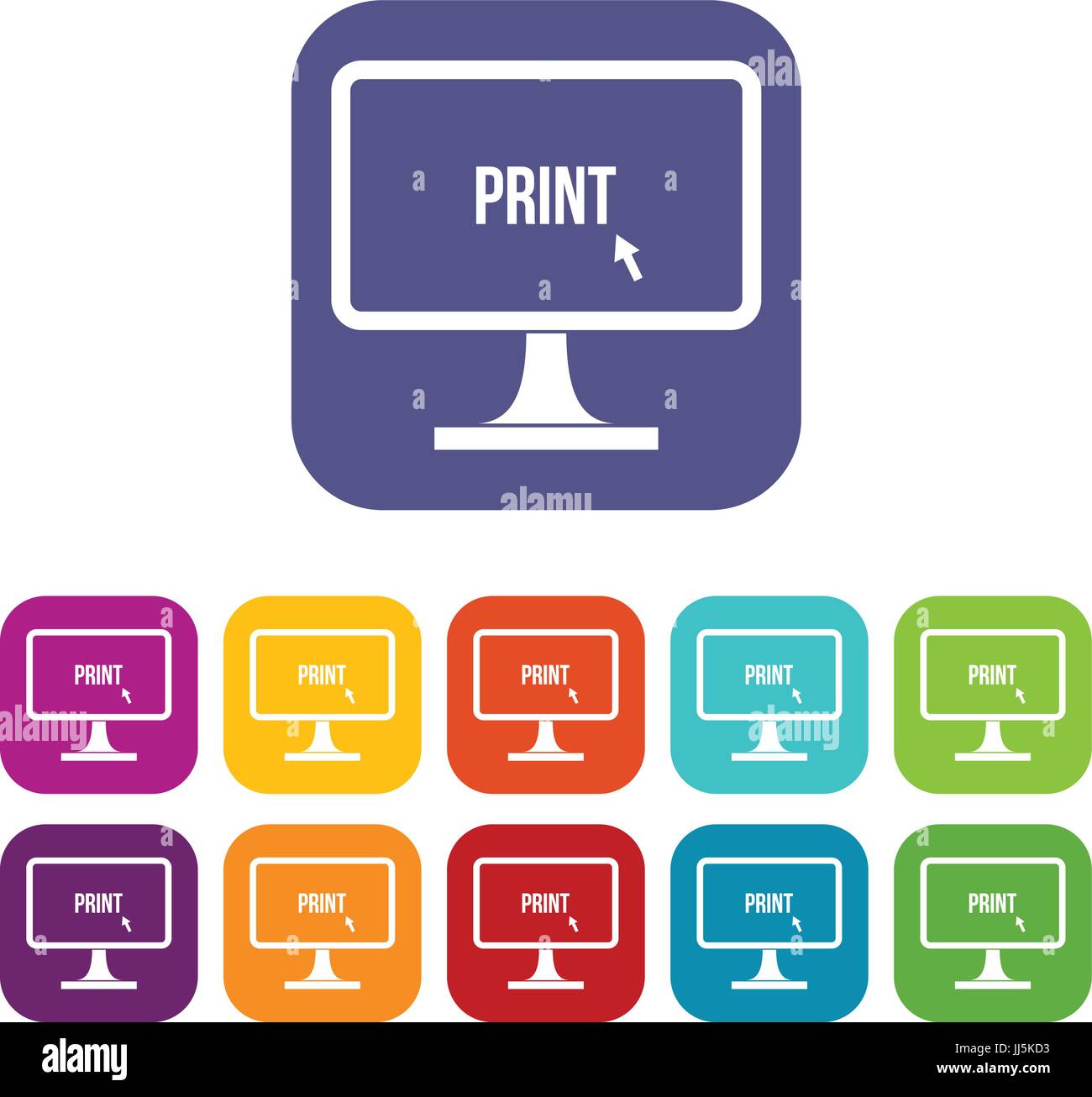 Print word on a computer monitor icons set Stock Vector Image & Art - Alamy