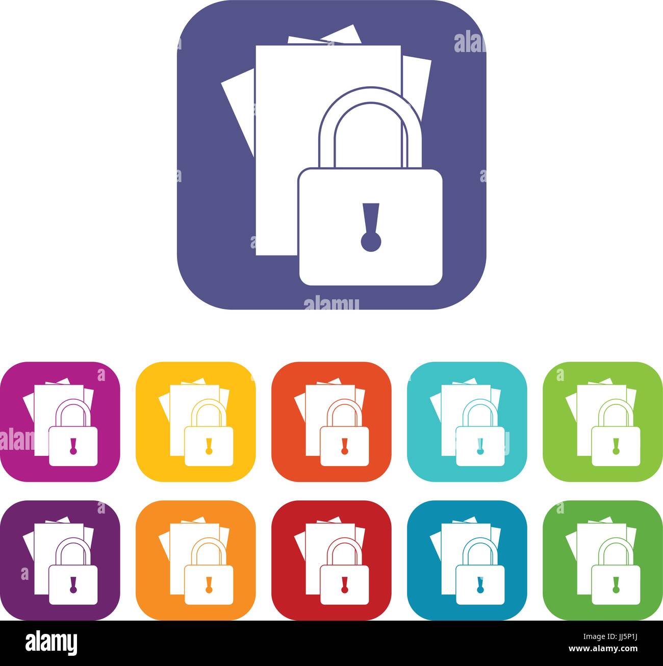 Folders with padlock icons set Stock Vector Image & Art - Alamy