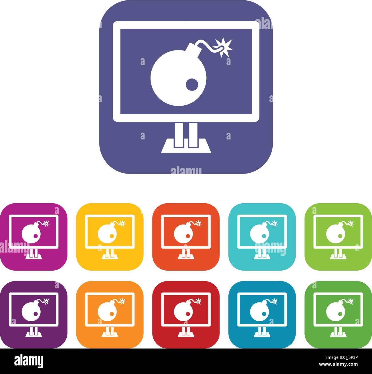 Bomb on computer monitor icons set Stock Vector Image & Art - Alamy