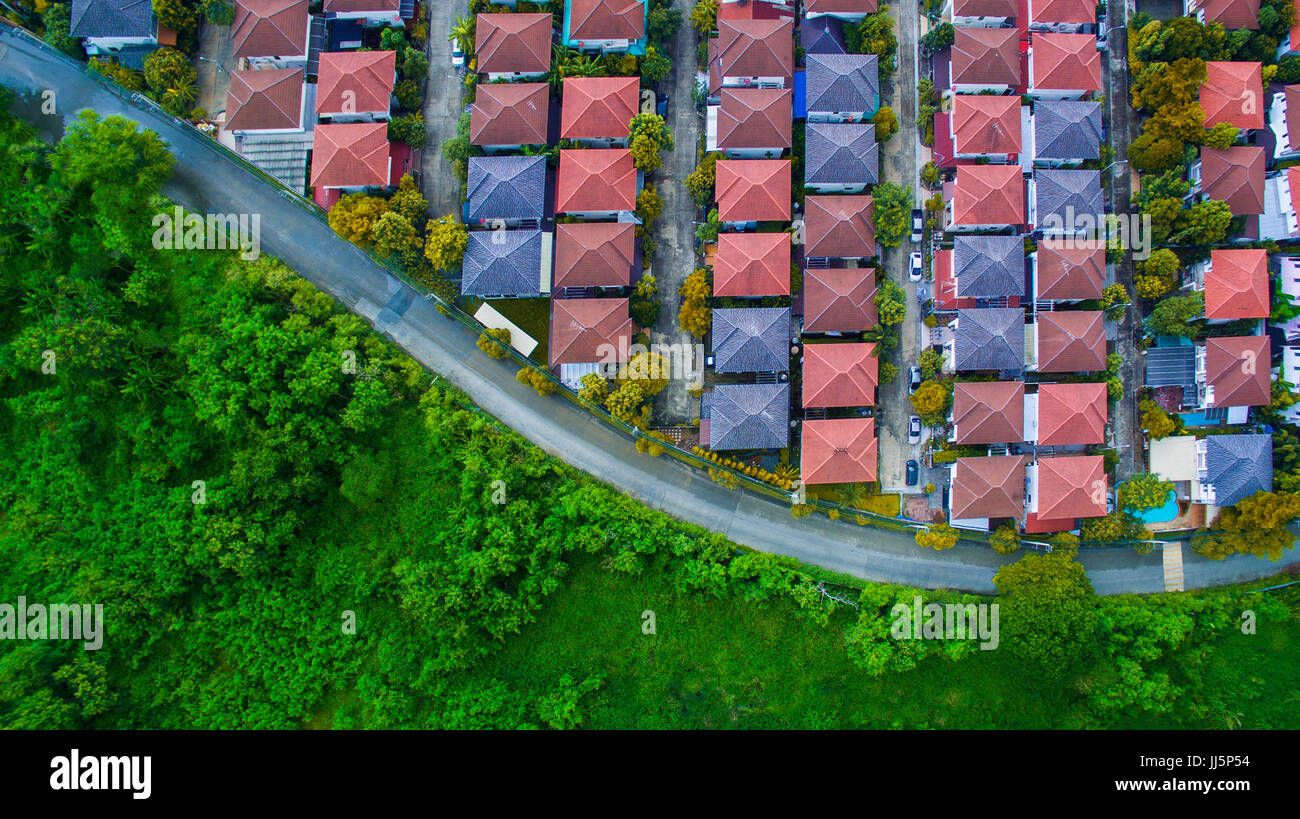 aerial view of good environmental home village and green space of ...