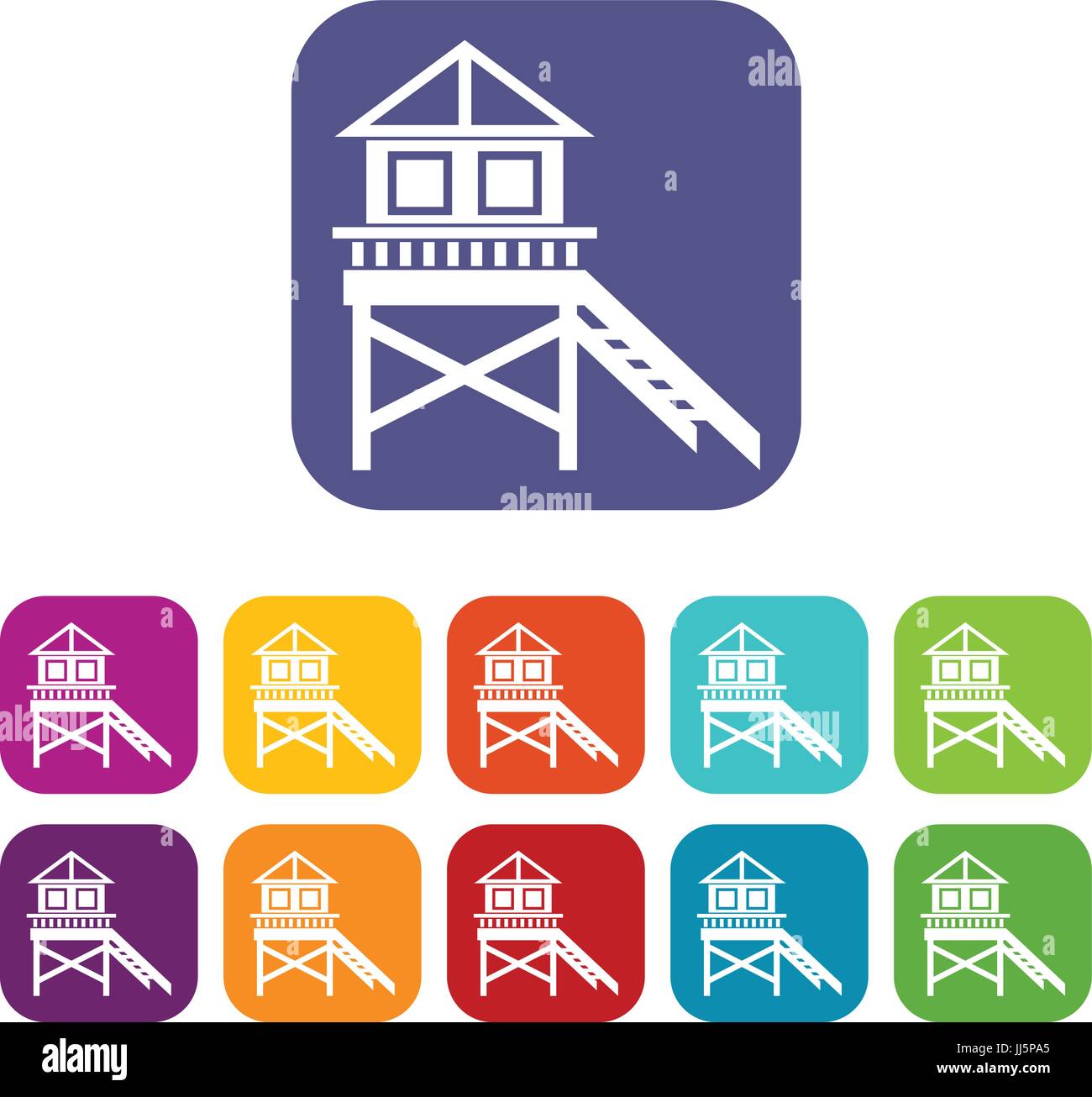 Wooden stilt house icons set Stock Vector Image & Art - Alamy