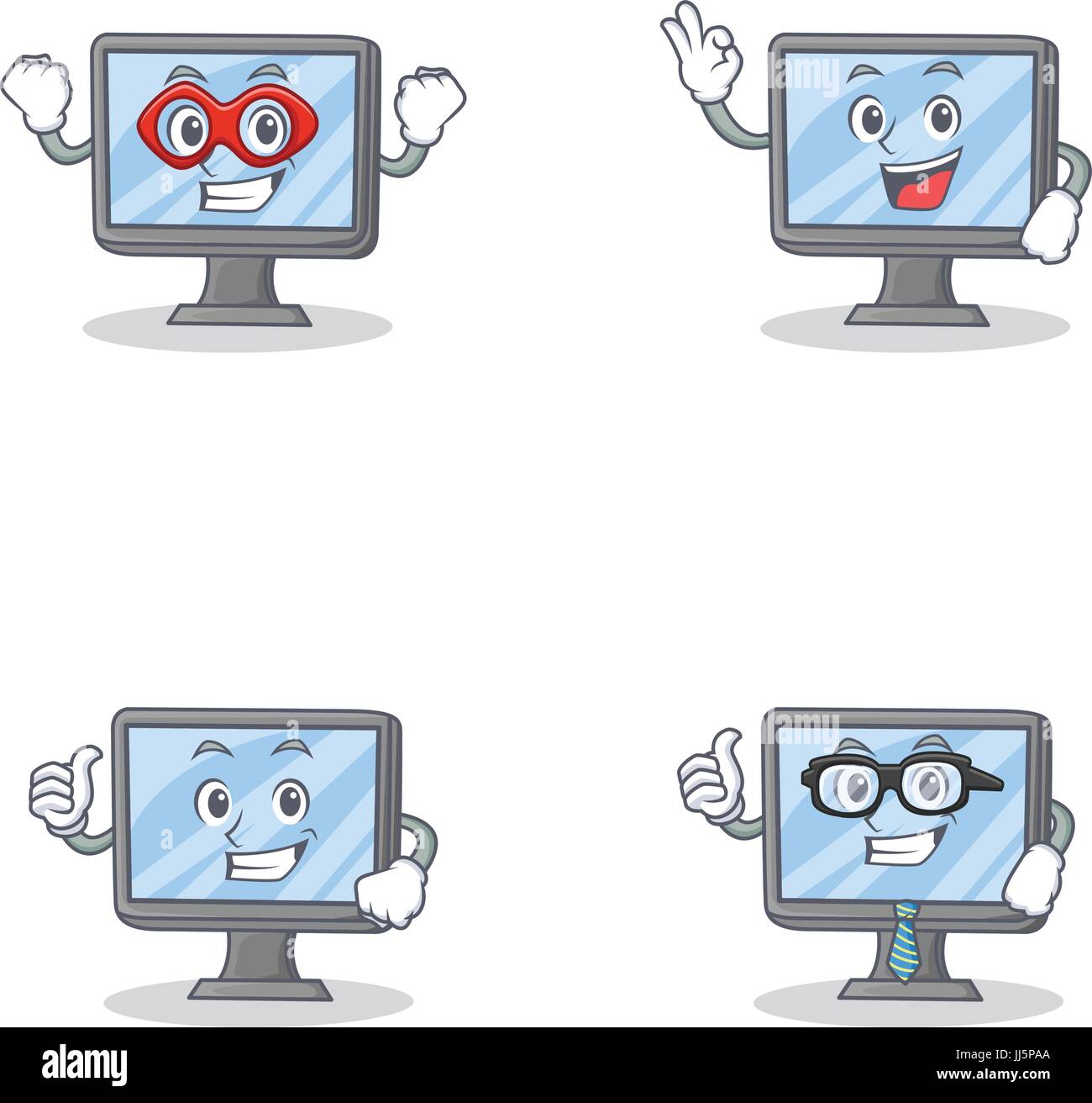 Set of monitor character with hero okay proud and businessman Stock ...