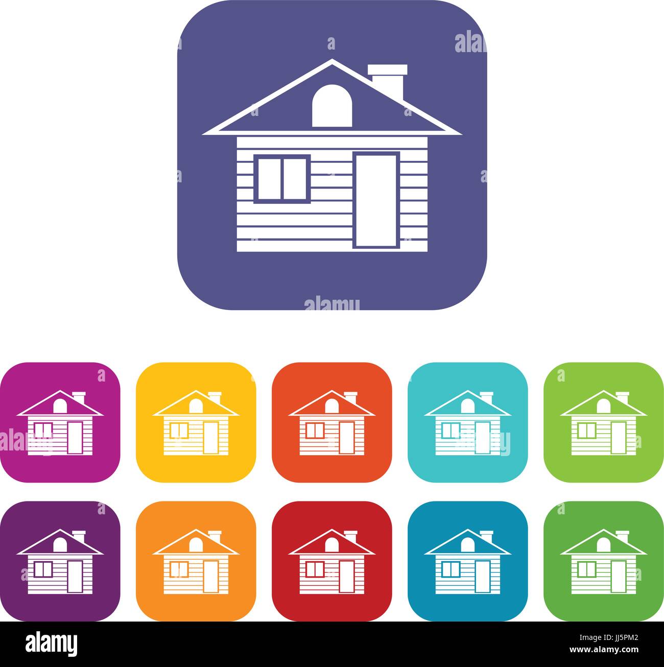 Wooden log house icons set Stock Vector Image & Art - Alamy