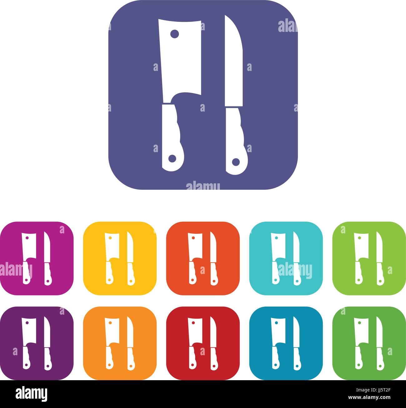 Kitchen knife and meat knife icons set Stock Vector Image & Art - Alamy
