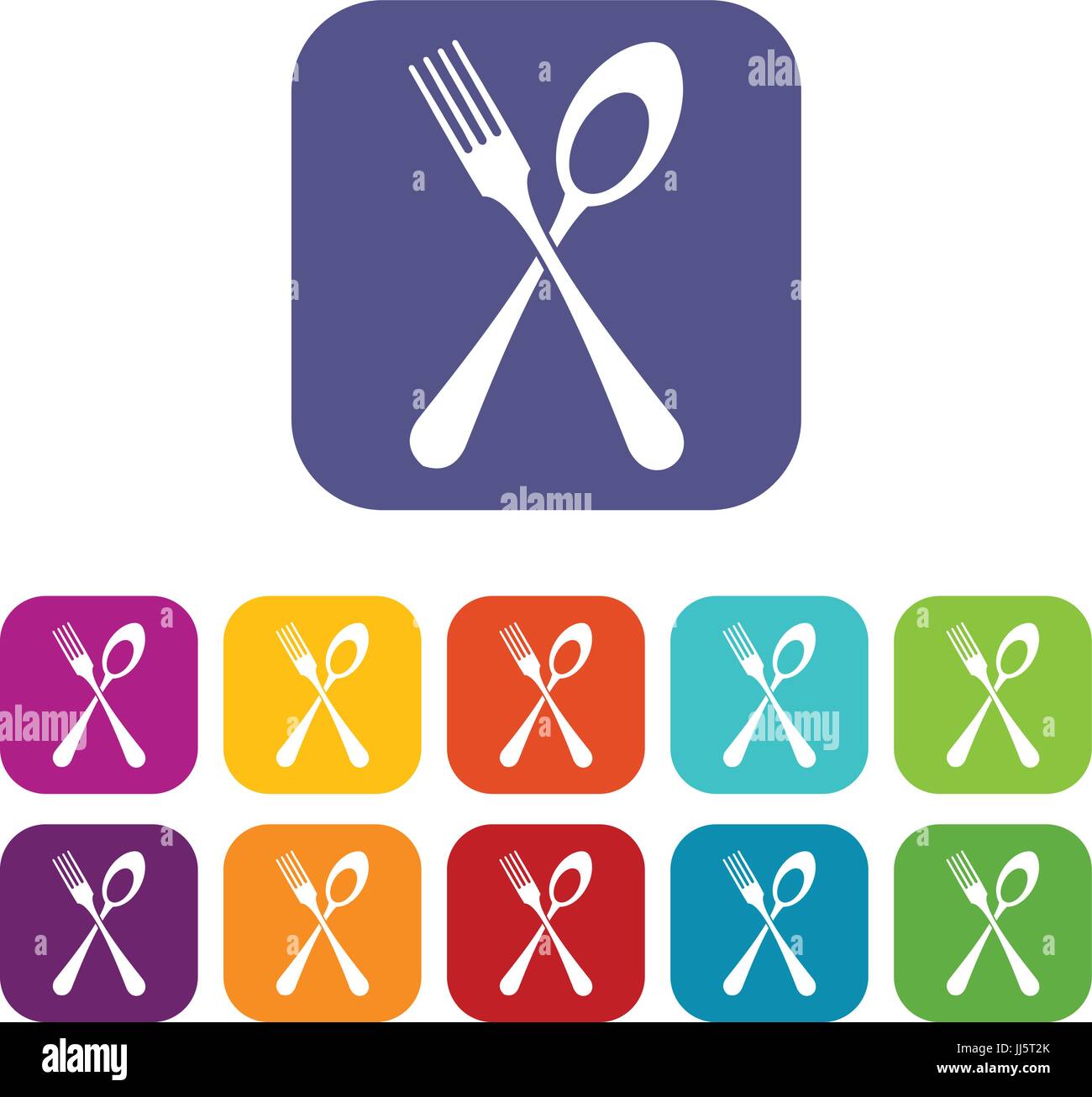 Spoon and fork icons set Stock Vector Image & Art - Alamy