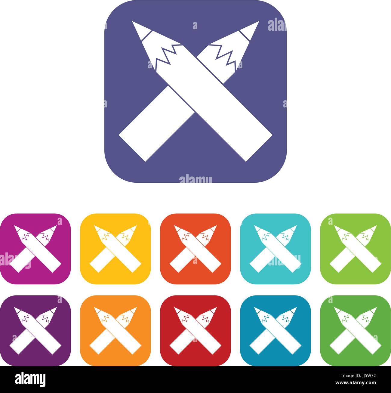 Two crossed pencils icons set Stock Vector Image & Art - Alamy