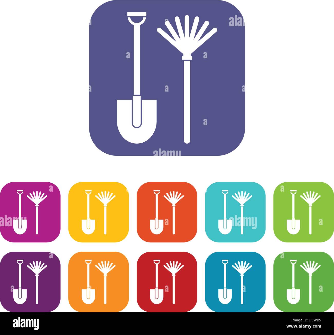 Rake and shovel icons set Stock Vector Image & Art - Alamy