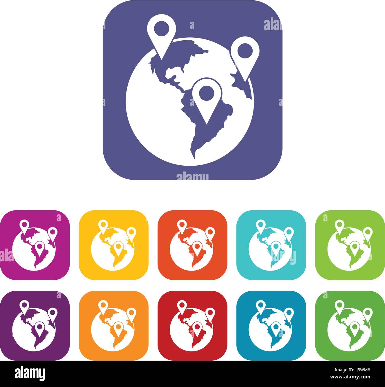 Globe and map pointers icons set Stock Vector Image & Art - Alamy