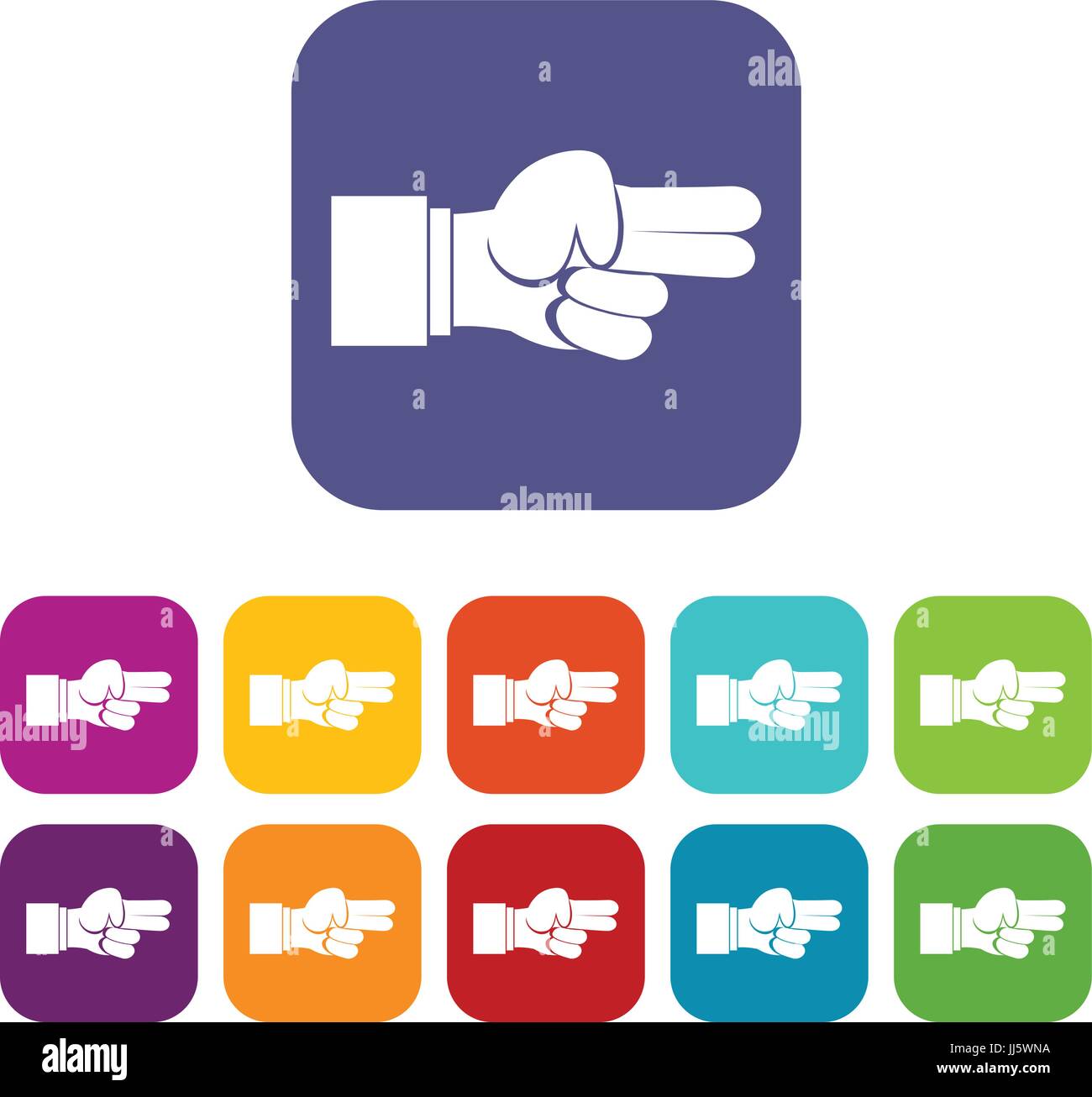 Hand showing two fingers icons set Stock Vector Image & Art - Alamy