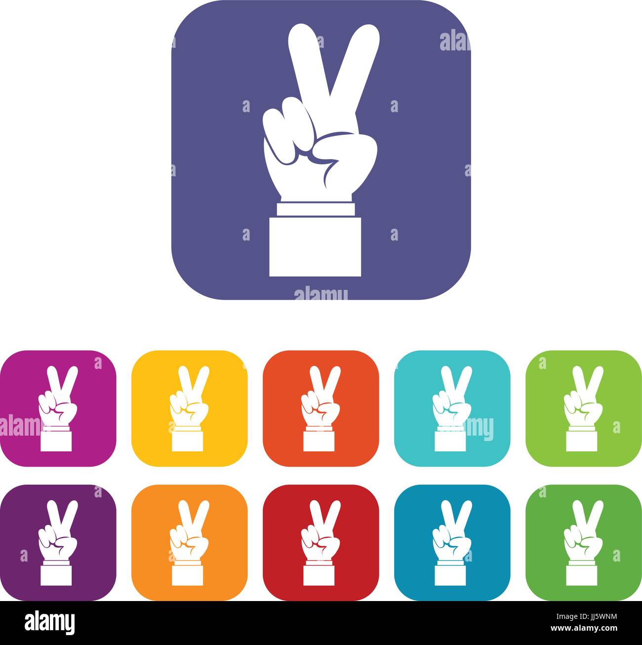 Hand with victory sign icons set Stock Vector Image & Art - Alamy
