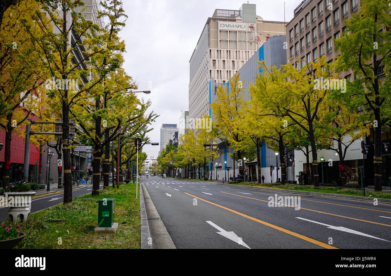 Sendai, Japan - Dec 1, 2016. Street at business district in Sendai ...