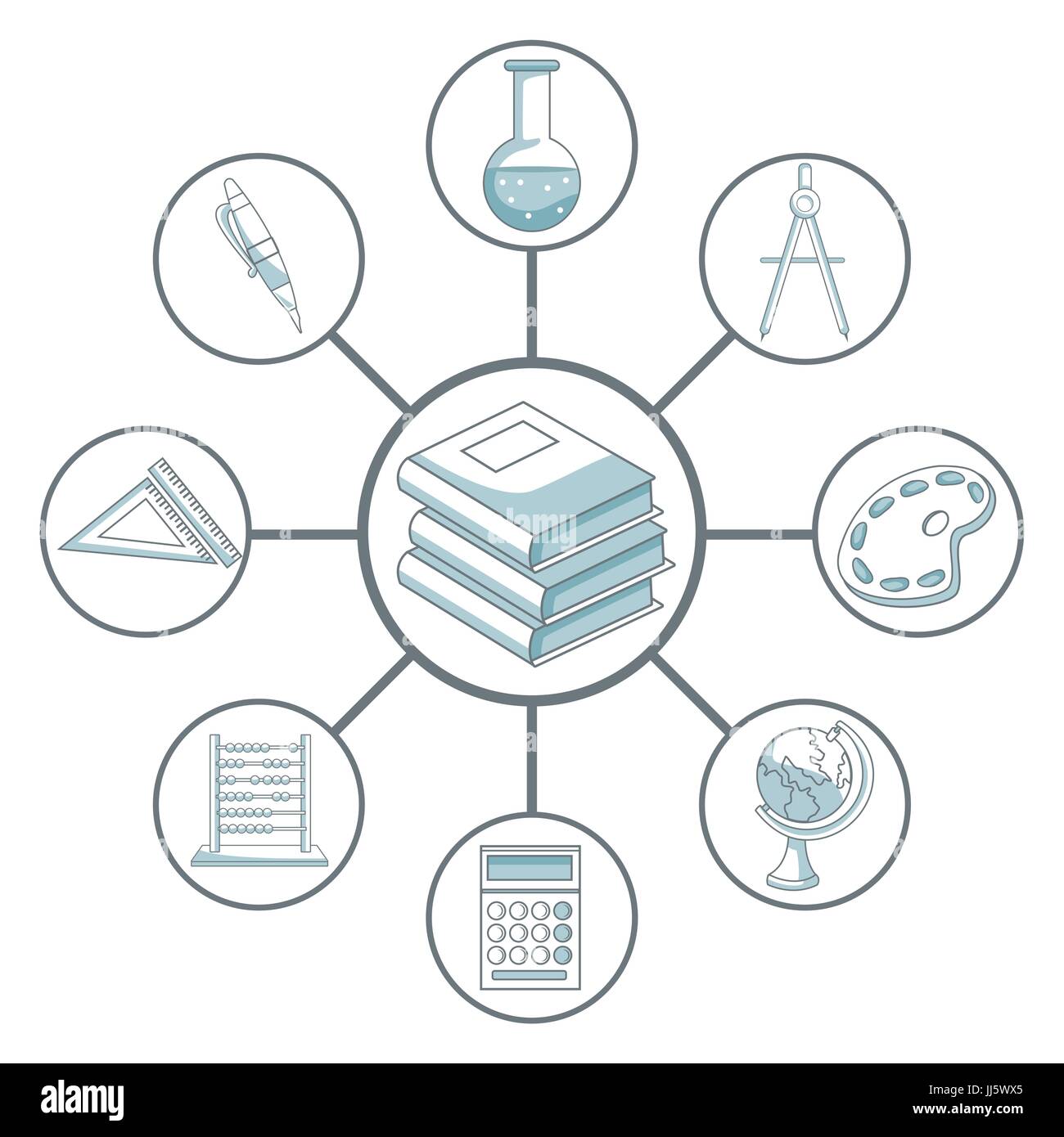 white background with color silhouette shading of stack of books ...