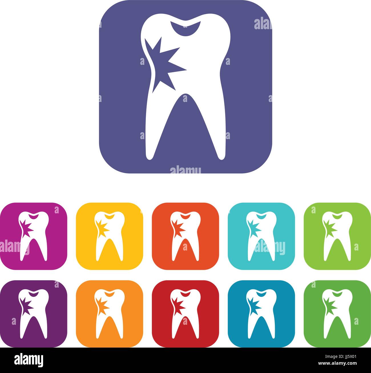 Cracked tooth icons set Stock Vector Image & Art - Alamy