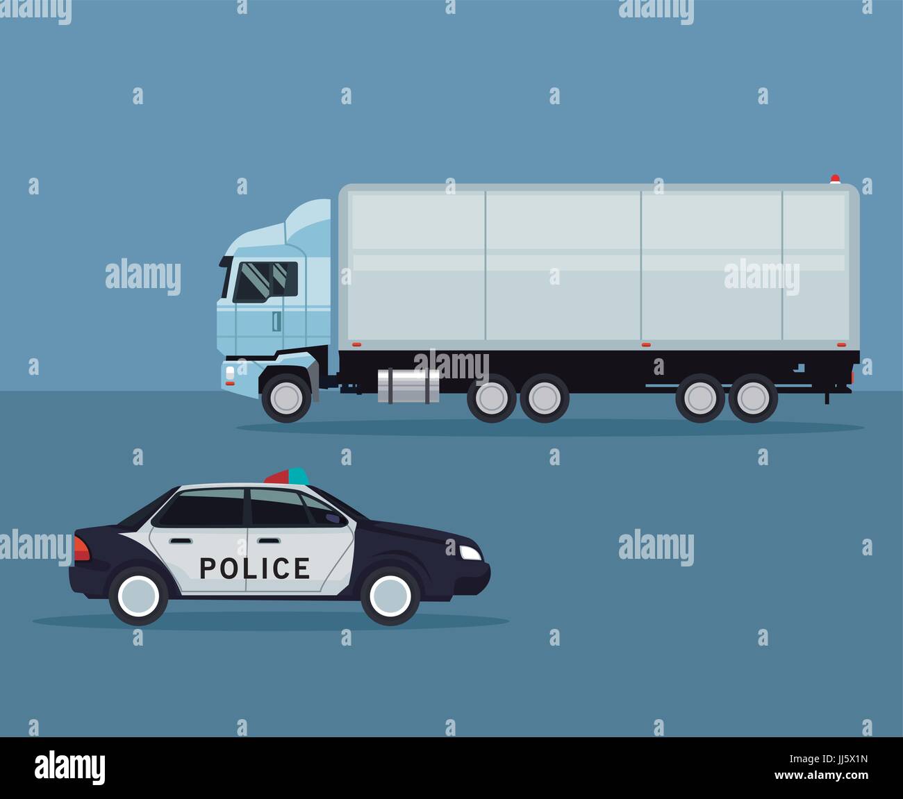 color background with truck and police car vehicle transport Stock ...