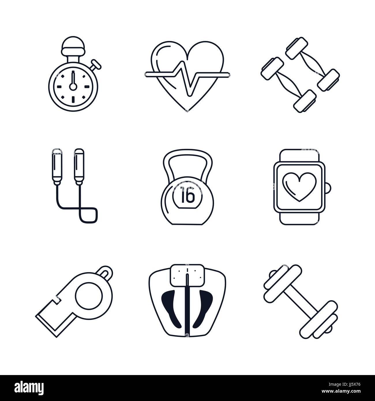 white background with monochrome icons of healthy lifestyle Stock ...