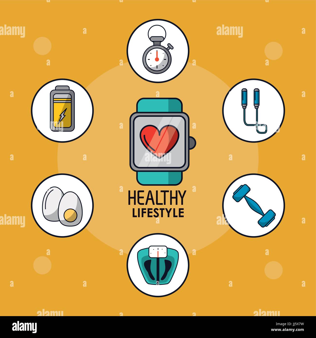 Light Orange Poster Of Healthy Lifestyle With Clock Pulsation