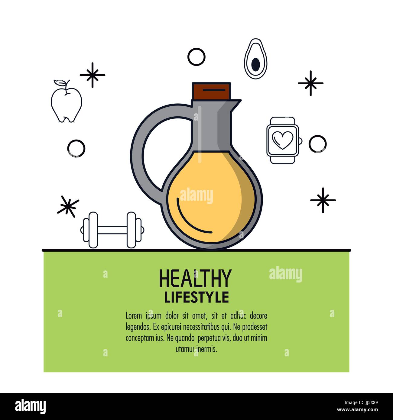 white background decorated of poster healthy lifestyle with vegetal oil ...