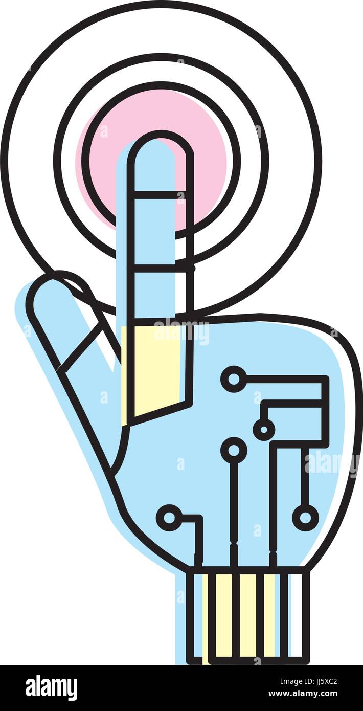 hand with finger touch and circuits digital connection Stock Vector ...
