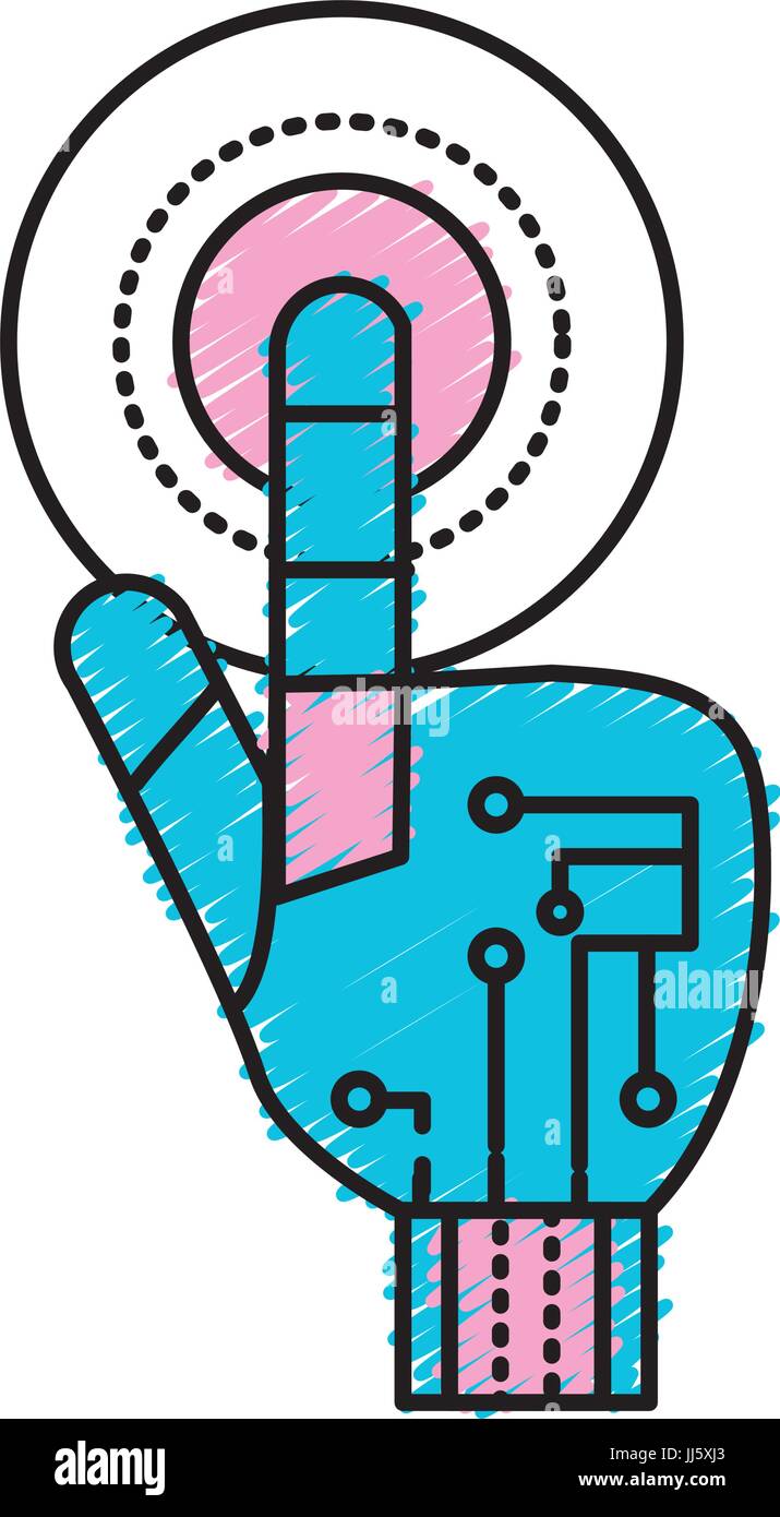 hand with finger touch and circuits digital connection Stock Vector ...