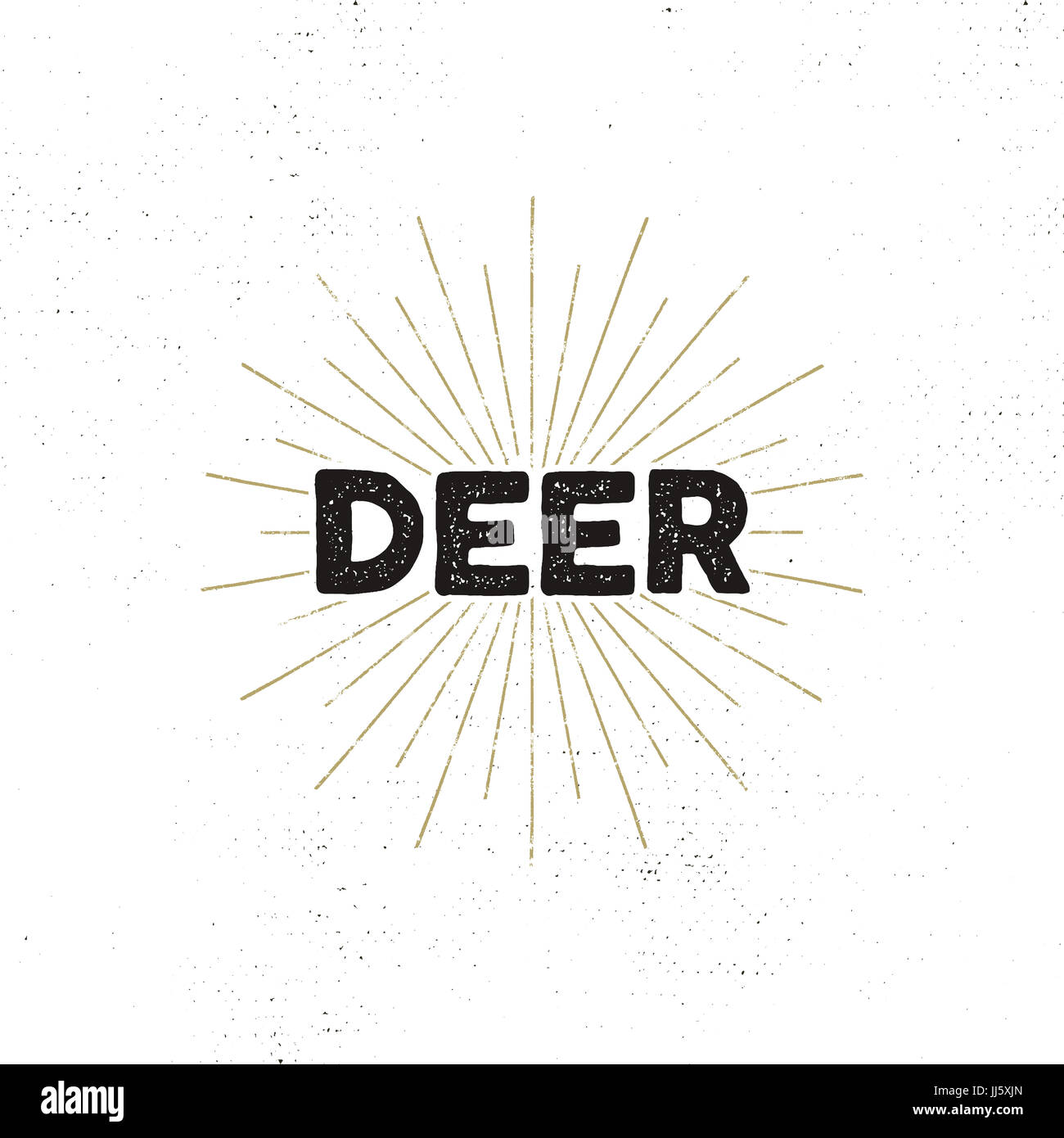 Deer typography insignia. Text and sunbursts. Isolated on white ...