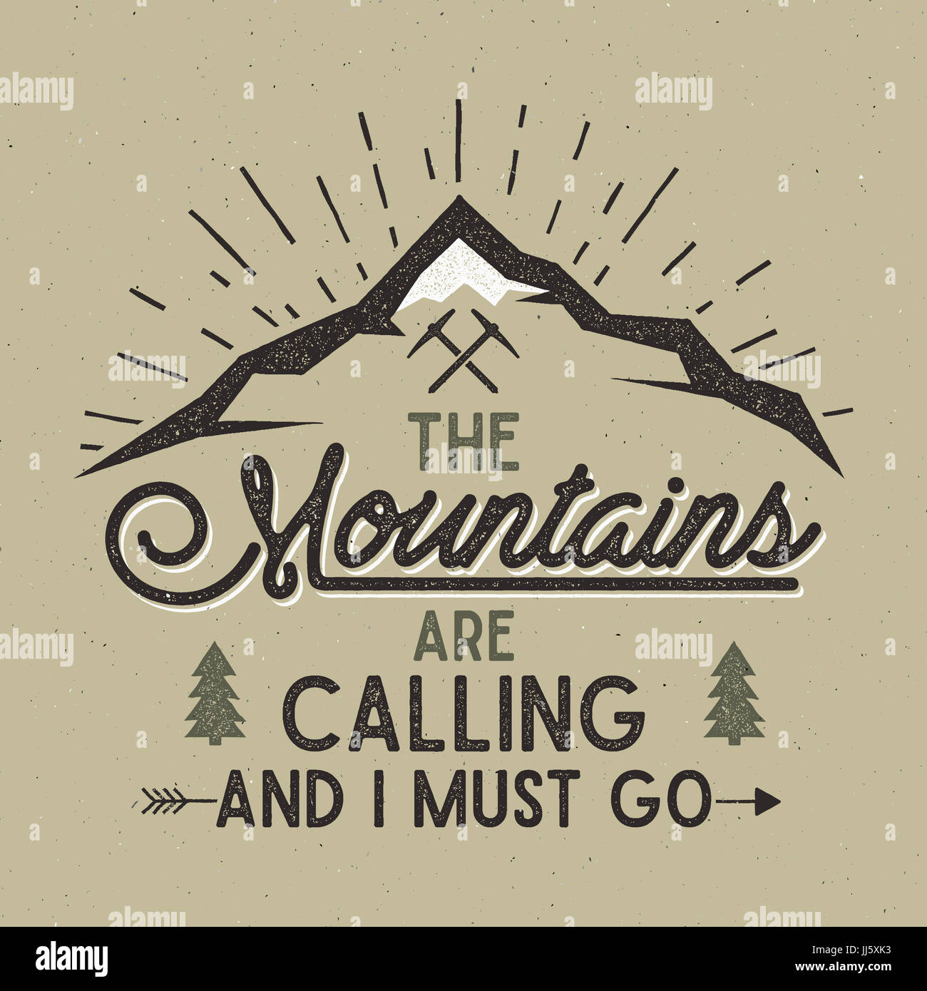 Mountains are calling poster. Mountains explorer vintage hand drawn ...