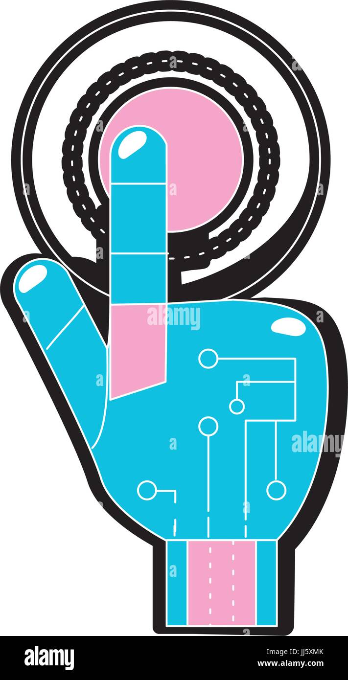 hand with finger touch and circuits digital connection Stock Vector ...