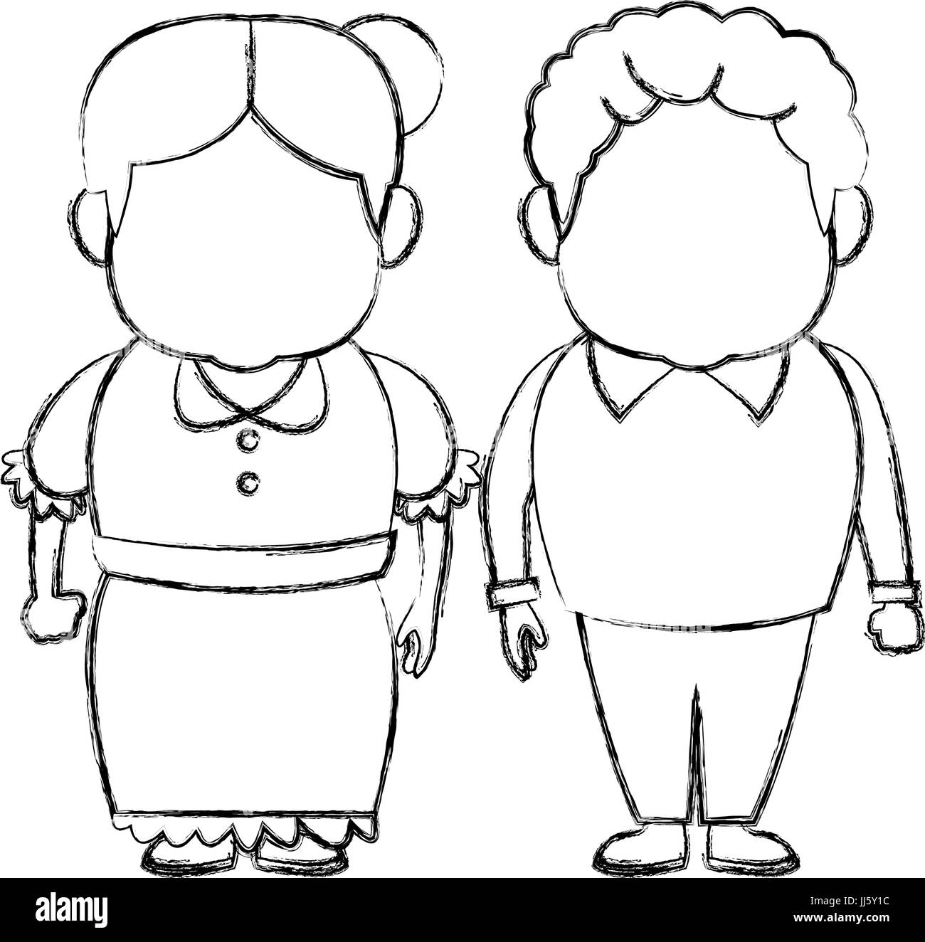 Grandmother And Grandfather Drawing Easy