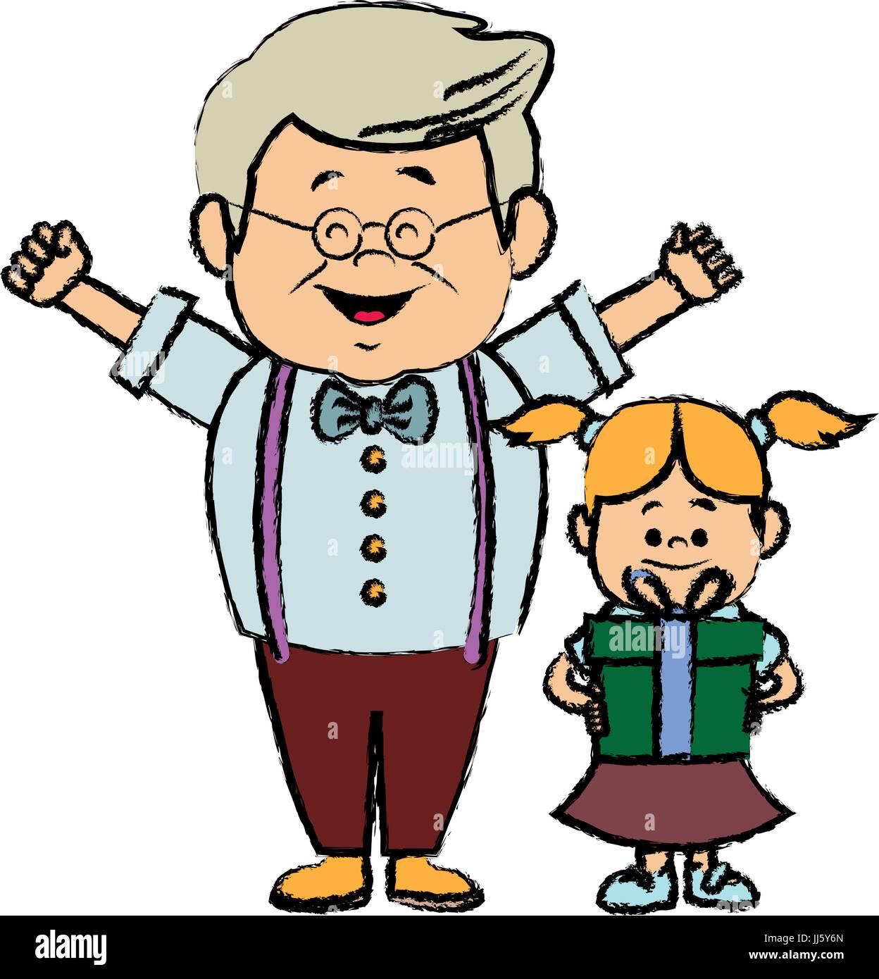 cute grandpa with granddaughter funny together Stock Vector Image & Art ...