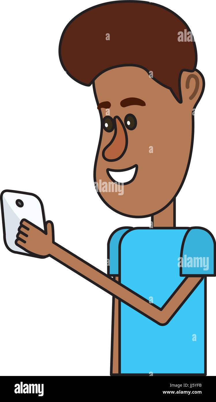 nice man with hairstyle and smartphone in the hand Stock Vector Image ...